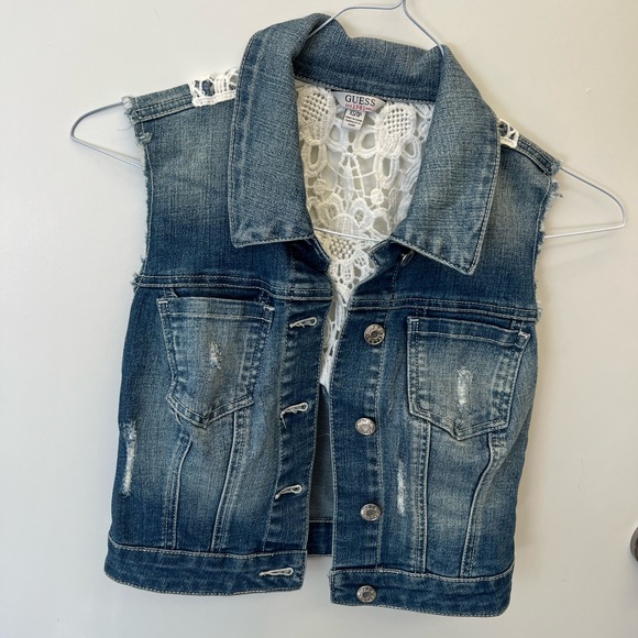 Guess | Jackets & Coats | Guess Lace Jean Jacket Vest Country Western ...